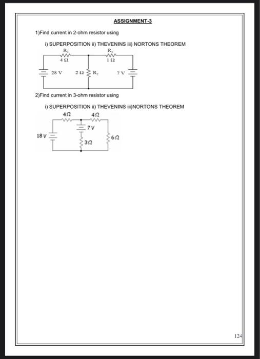 Solved Assignment 3 1 Find Current In 2 Ohm Resistor Using