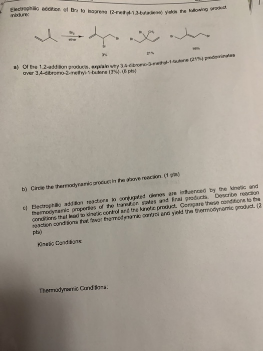 Solved Electrophilic addition of Brz to isoprene | Chegg.com