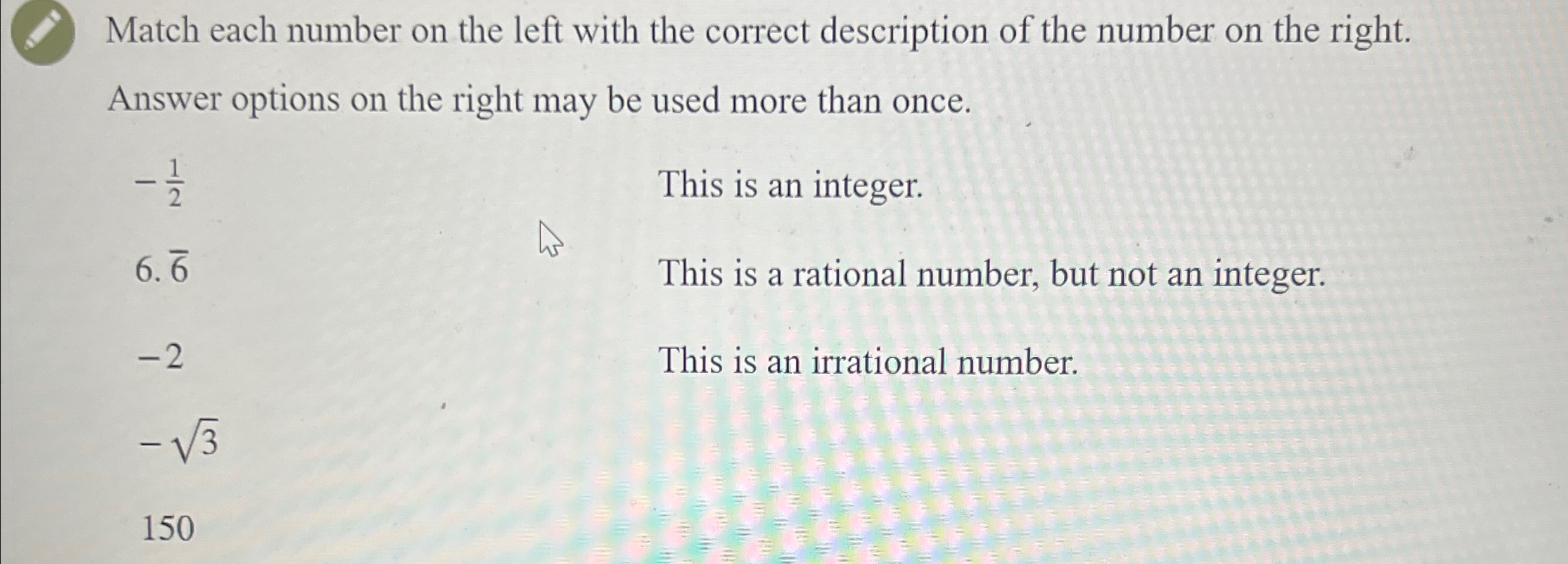 Solved Match each number on the left with the correct | Chegg.com