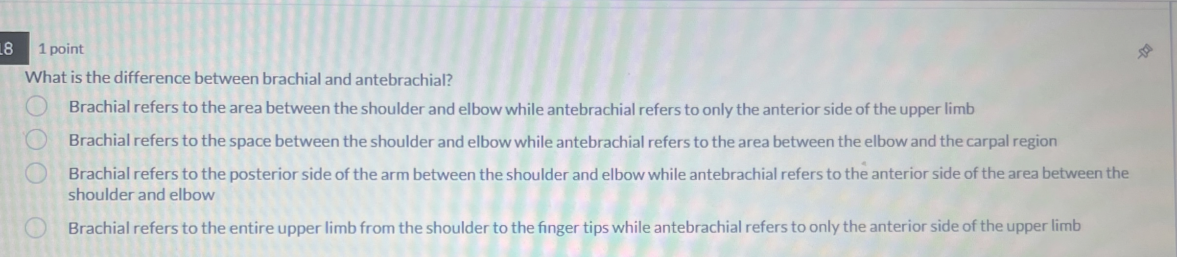 Solved 1 ﻿pointWhat is the difference between brachial and | Chegg.com