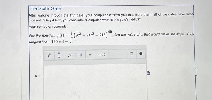 Solved The Sixth Gate After walking through the fifth gate, | Chegg.com