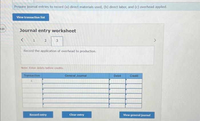 Solved Journal entry worksheet Record direct materials used | Chegg.com