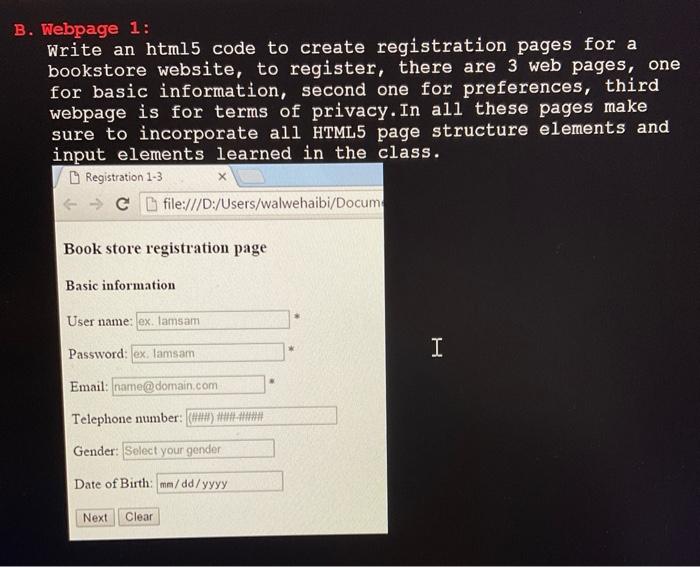 Solved Webpage 1 : Write an htm15 code to create | Chegg.com
