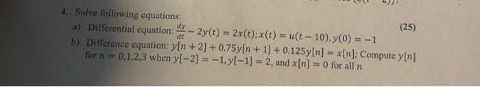 Solved 4. Solve following cquations: a) Differential | Chegg.com