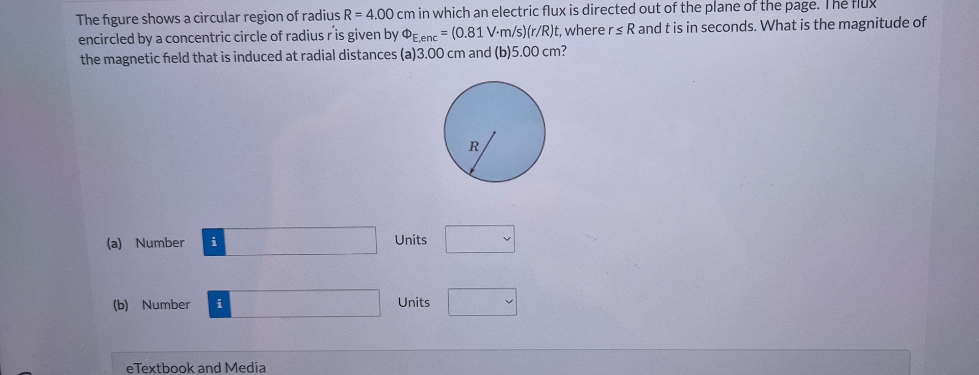 Solved by an EXPERT The figure shows a circular region of radius R=4.00cm | Chegg.com