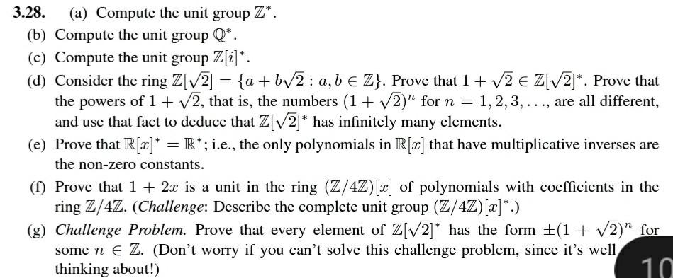 Solved 3.28. (a) Compute the unit group Z∗. (b) Compute the | Chegg.com