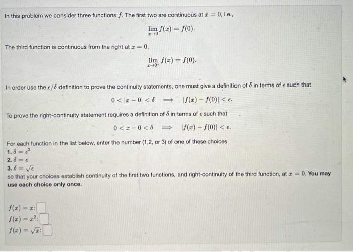 Solved In this problem we consider three functions f. The | Chegg.com