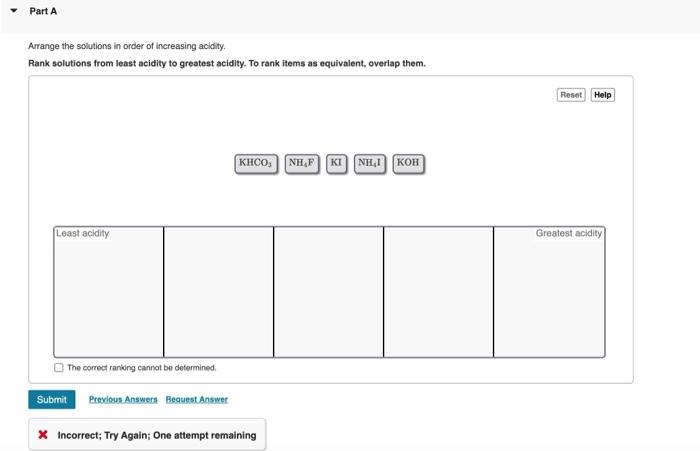 [Solved]: Arrange the solutions in order of increasing acid