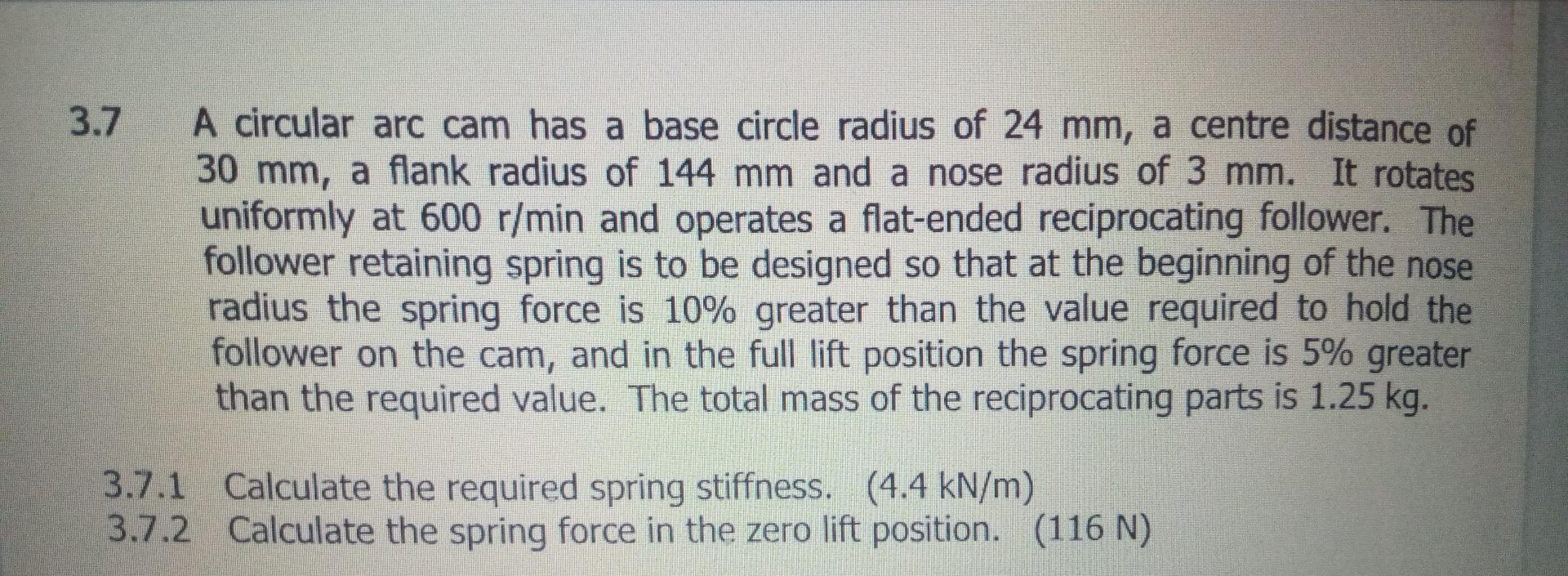 Solved 3.7 A circular arc cam has a base circle radius of 24 | Chegg.com