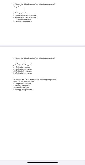 Solved Name the following compounds сон by 2. Give the | Chegg.com
