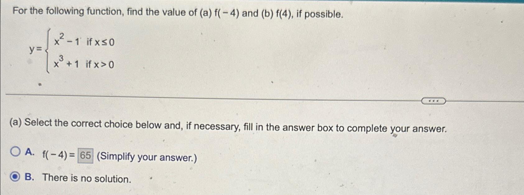 Solved For the following function, find the value of | Chegg.com
