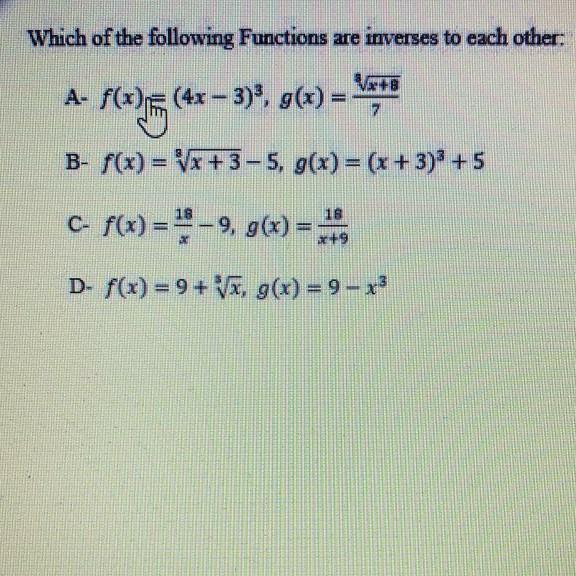 Solved Which of the following Functions are inverses to each | Chegg.com