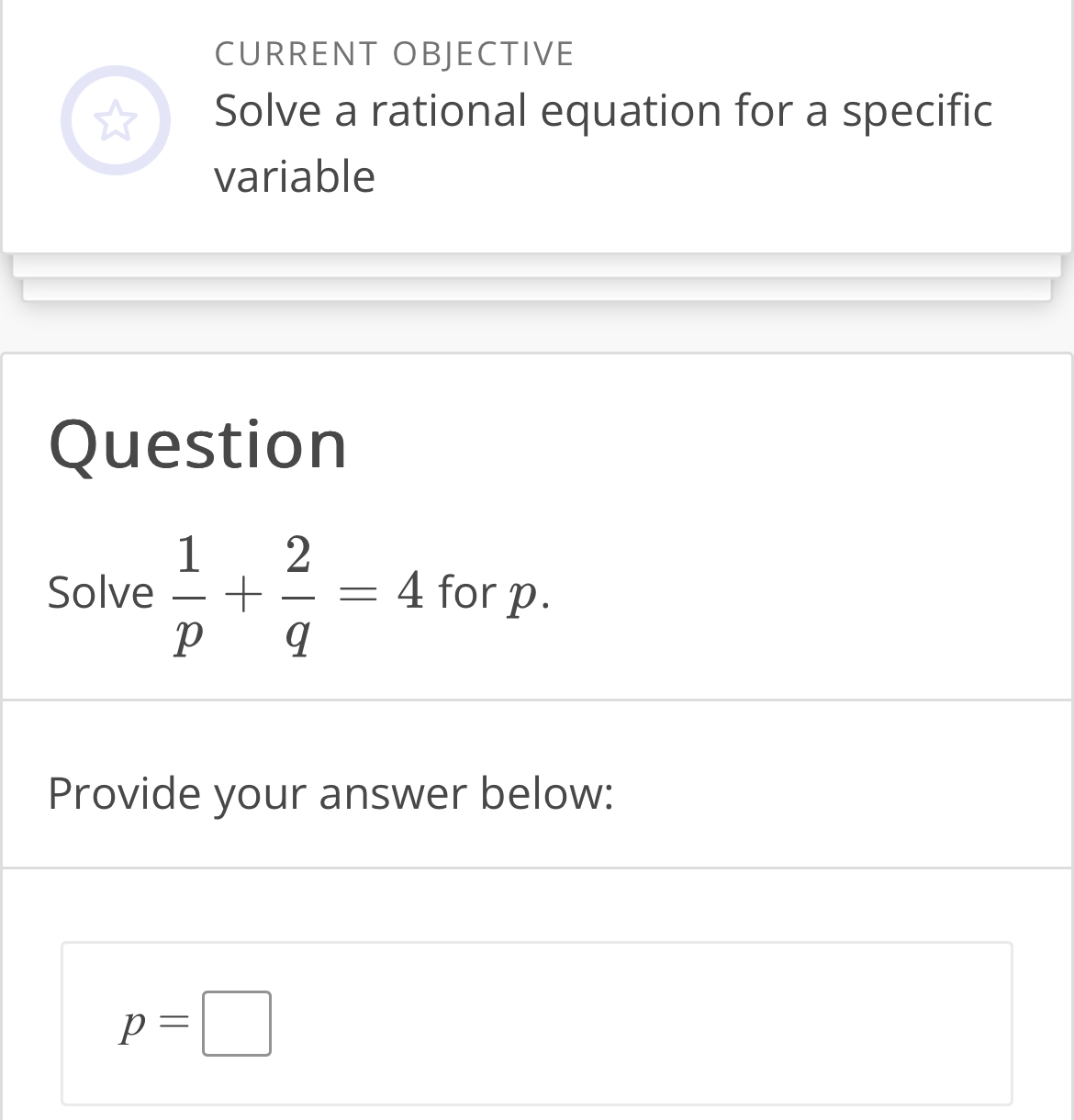 Solved CURRENT OBJECTIVESolve a rational equation for a | Chegg.com
