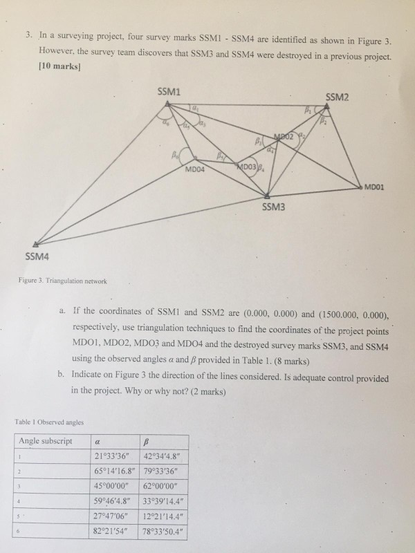 Solved 3. In a surveying project, four survey marks SSMI - | Chegg.com