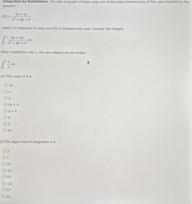 Solved Integration by Substitution. The rate of growth of | Chegg.com
