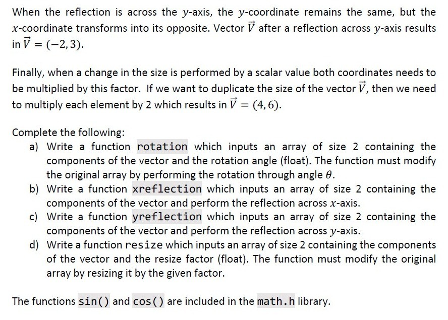 Solved Problem 1. Vector Operations (30 pts) Given a vector | Chegg.com
