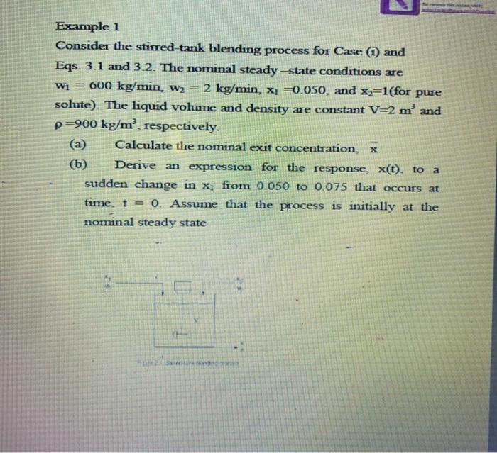 Solved Example 1 Consider the stirred-tank blending process | Chegg.com