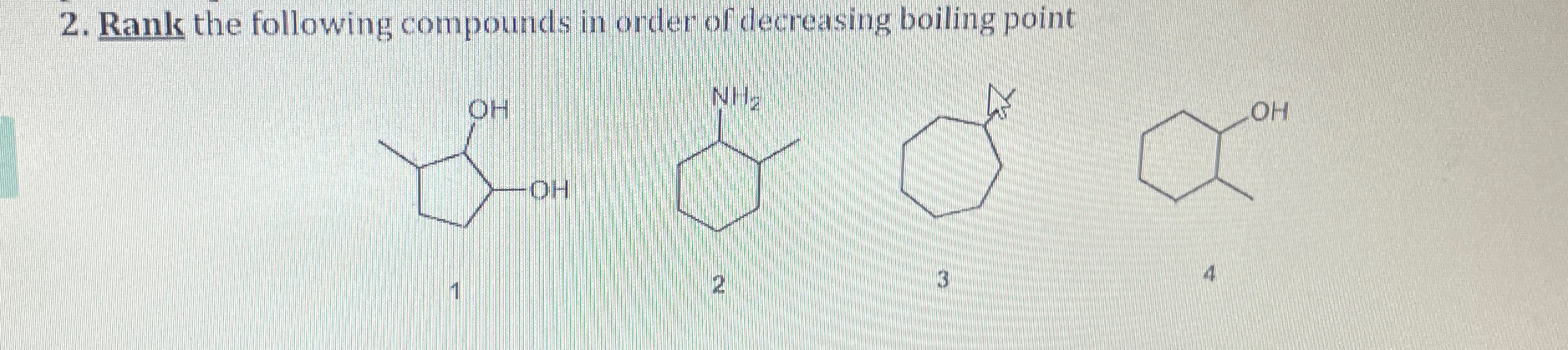 Solved Rank the following compounds in order of decreasing | Chegg.com