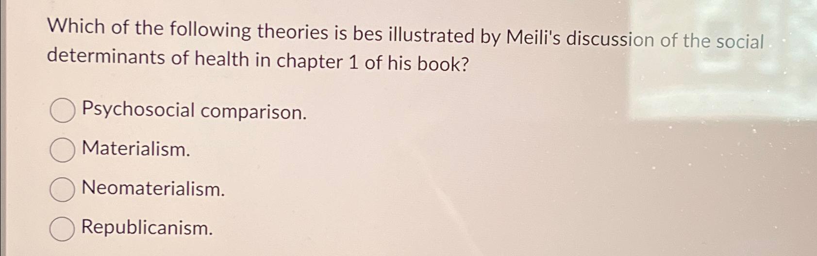 Solved Which of the following theories is best illustrated | Chegg.com