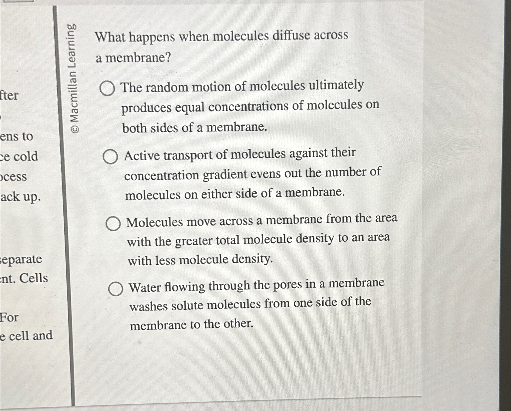 Solved Cc ﻿What happens when molecules diffuse across a | Chegg.com