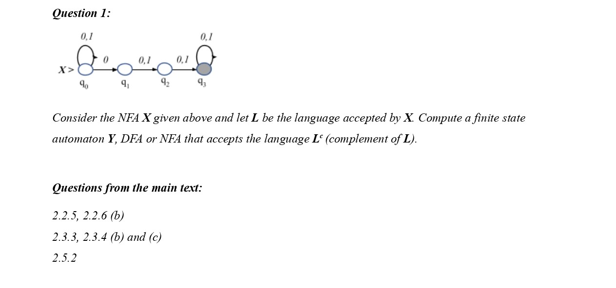 Solved Question 1:Consider the NFA x ﻿given above and let L | Chegg.com