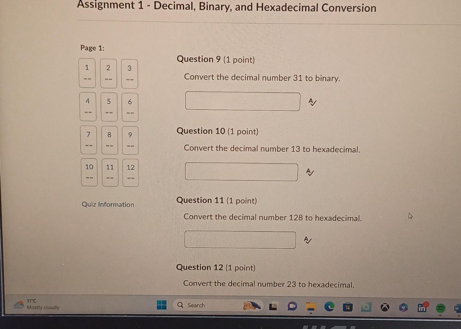 Solved Page 1: Question 4 (1 point) Convert the hexadecimal | Chegg.com