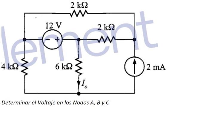 Solved Determinar el Voltaje en los Nodos A,B y C | Chegg.com