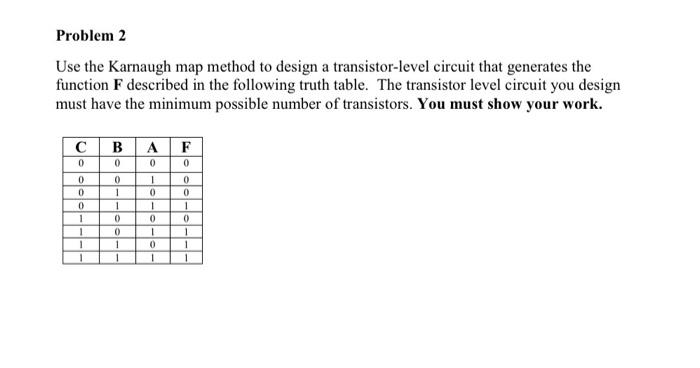 Solved Problem 2 Use the Karnaugh map method to design a | Chegg.com