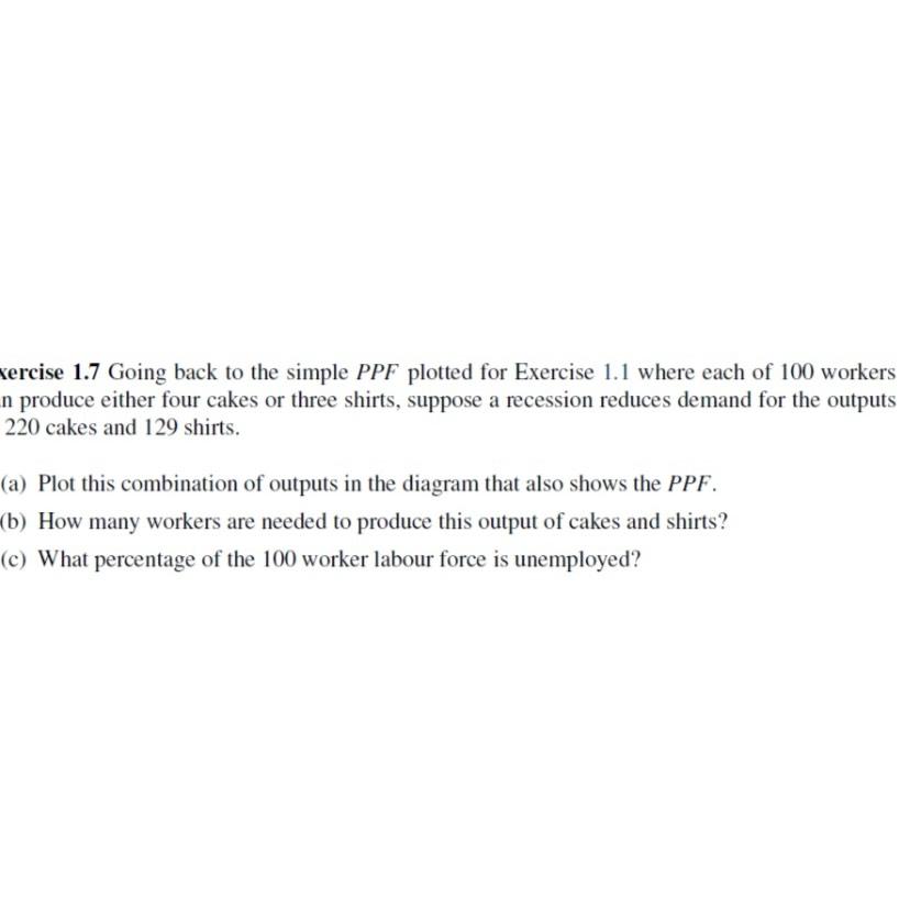 Solved xercise 1.7 ﻿Going back to the simple PPF plotted for | Chegg.com