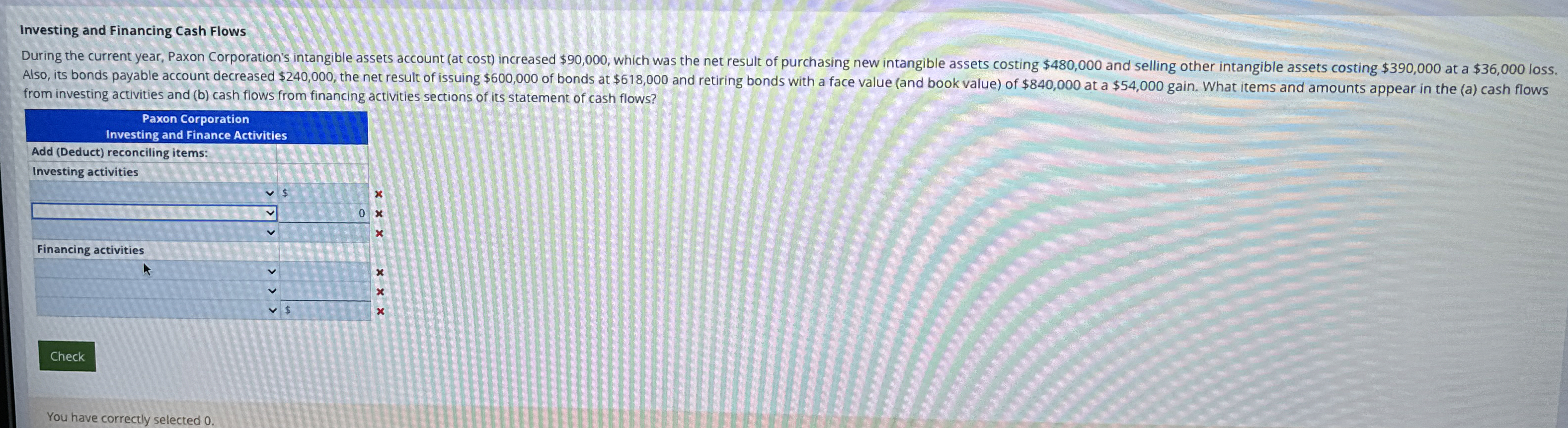 Solved Investing and Financing Cash Flows from investing | Chegg.com