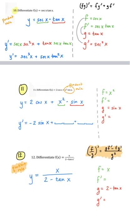 Solved 10. Differentiate f(x) = secx tanx = sec X Product | Chegg.com
