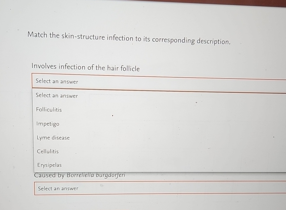 Solved Match the skin-structure infection to its | Chegg.com