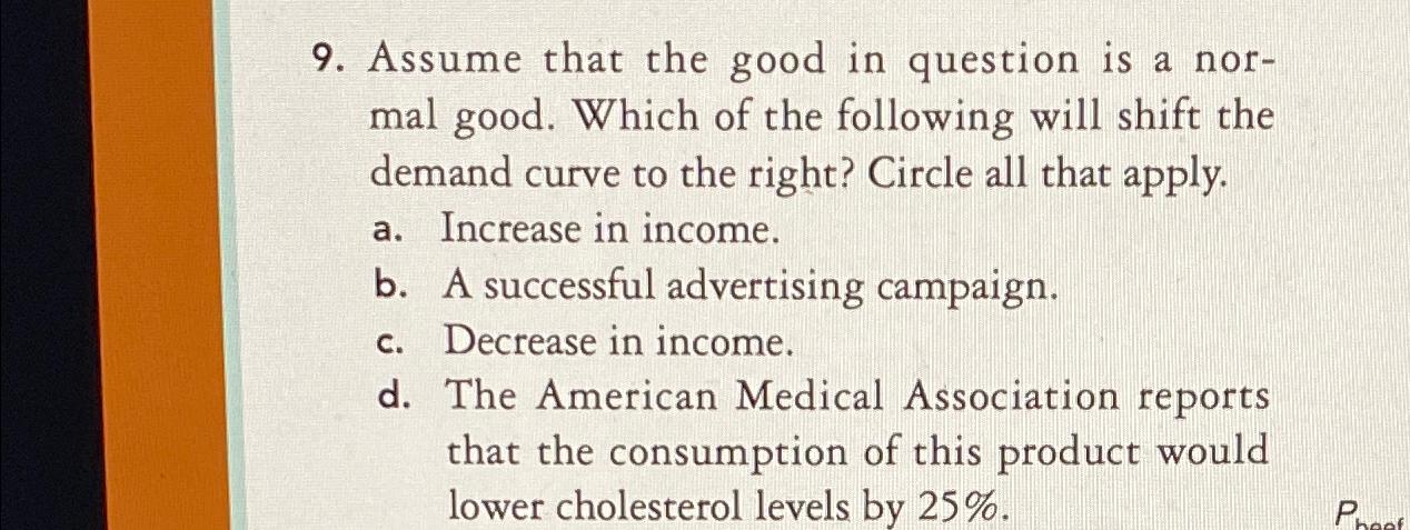 Solved Assume that the good in question is a normal good. | Chegg.com