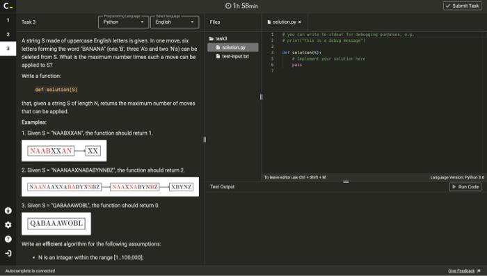Solved A string S made of uppercase English letters is | Chegg.com
