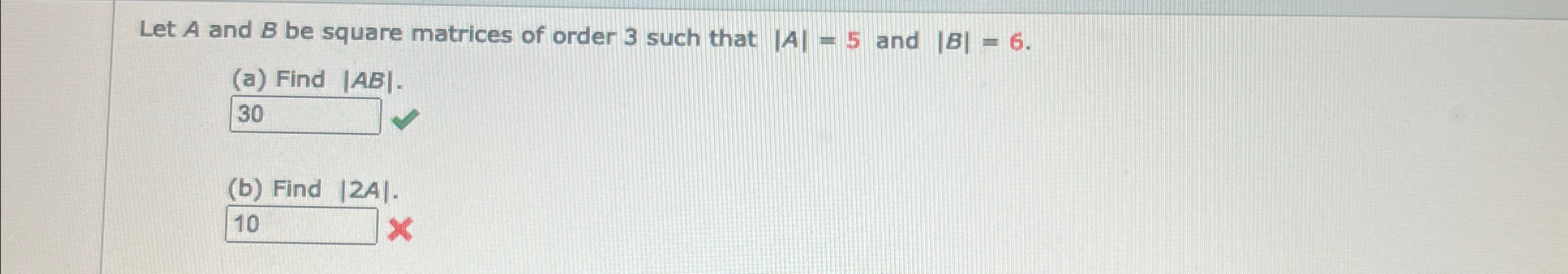Solved Let A and B ﻿be square matrices of order 3 ﻿such that | Chegg.com