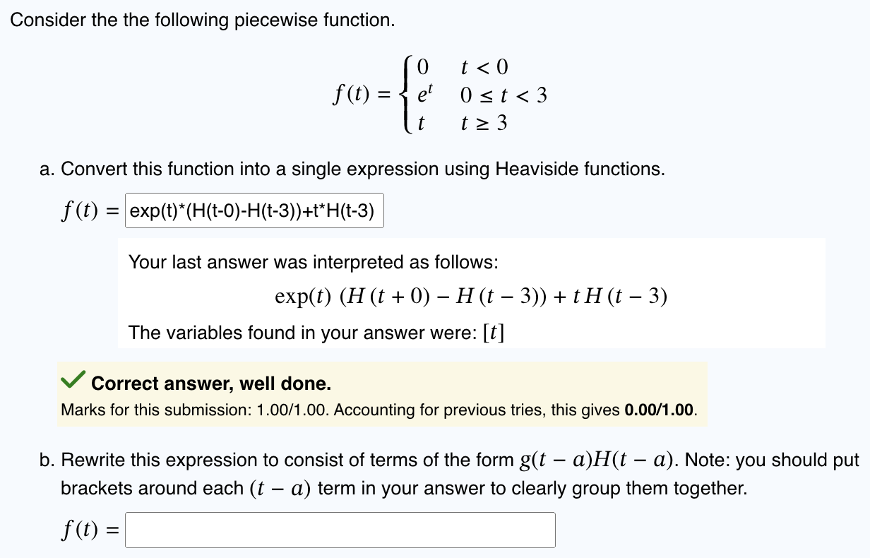 Solved Consider the the following piecewise | Chegg.com