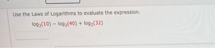 Solved Use the Laws of Logarithms to evaluate the | Chegg.com