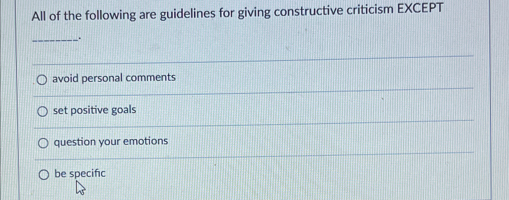 Solved All of the following are guidelines for giving | Chegg.com