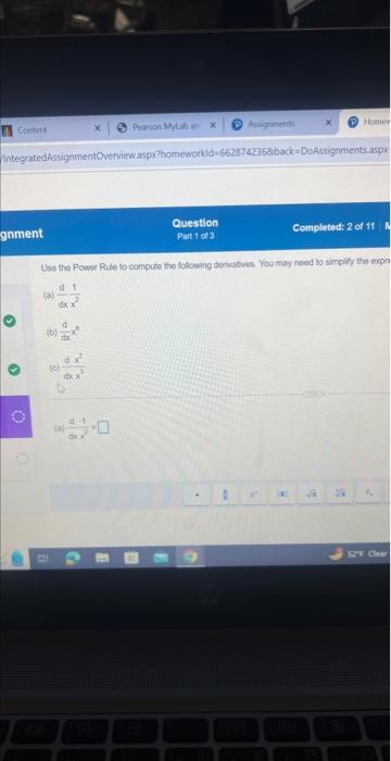 Solved (a) (b) d 1 dx x d dx (a) d x7 (c) 3 dx x 4 T d 1 dx | Chegg.com