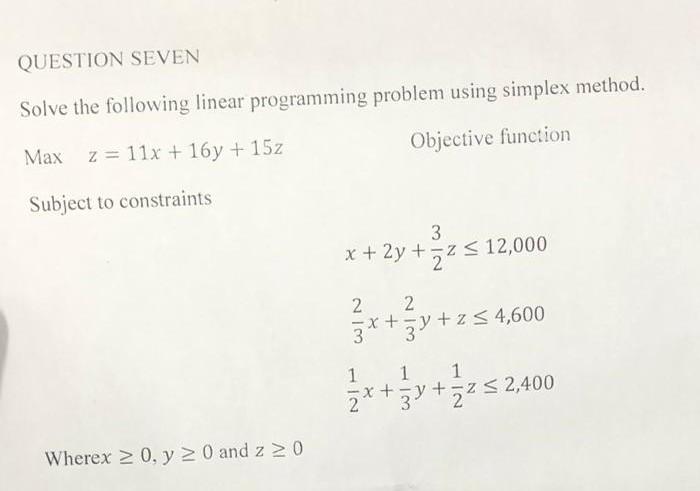 Solve The Following Linear Programming Problem Using 3036