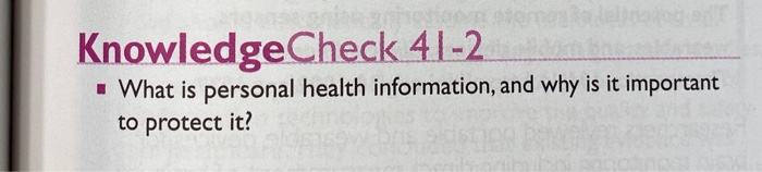 Solved Knowledge Check 41-2 • What is personal health | Chegg.com