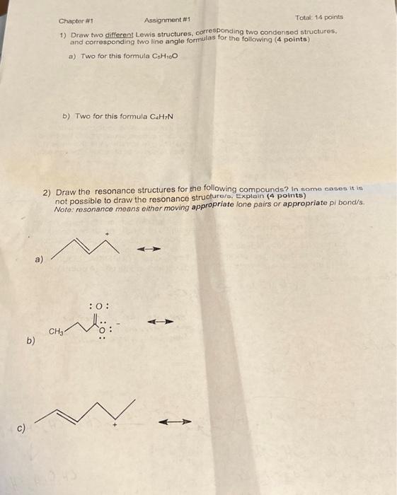 Solved Chapter A1 Assignment \#1 Total: 14 points 1) Draw | Chegg.com