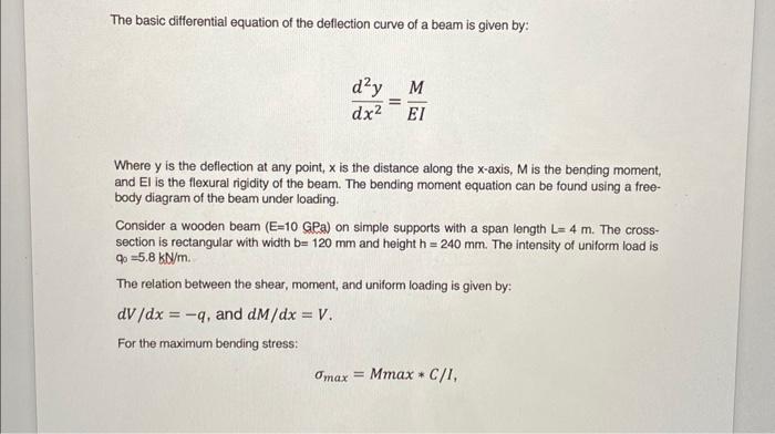 Solved The basic differential equation of the deflection | Chegg.com