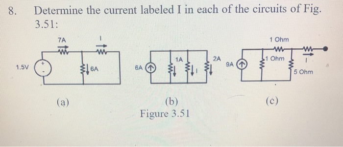 Solved 8. Determine the current labeled I in each of the | Chegg.com