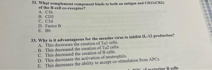 Solved 32. What complement component binds to both an | Chegg.com