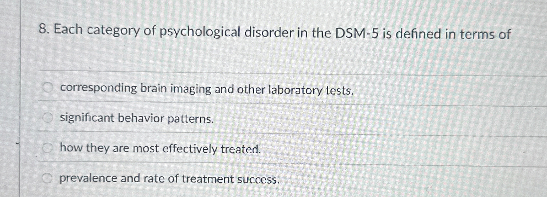 Solved Each category of psychological disorder in the DSM-5 | Chegg.com