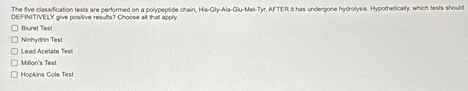 Solved The five classification tests are performed on a | Chegg.com