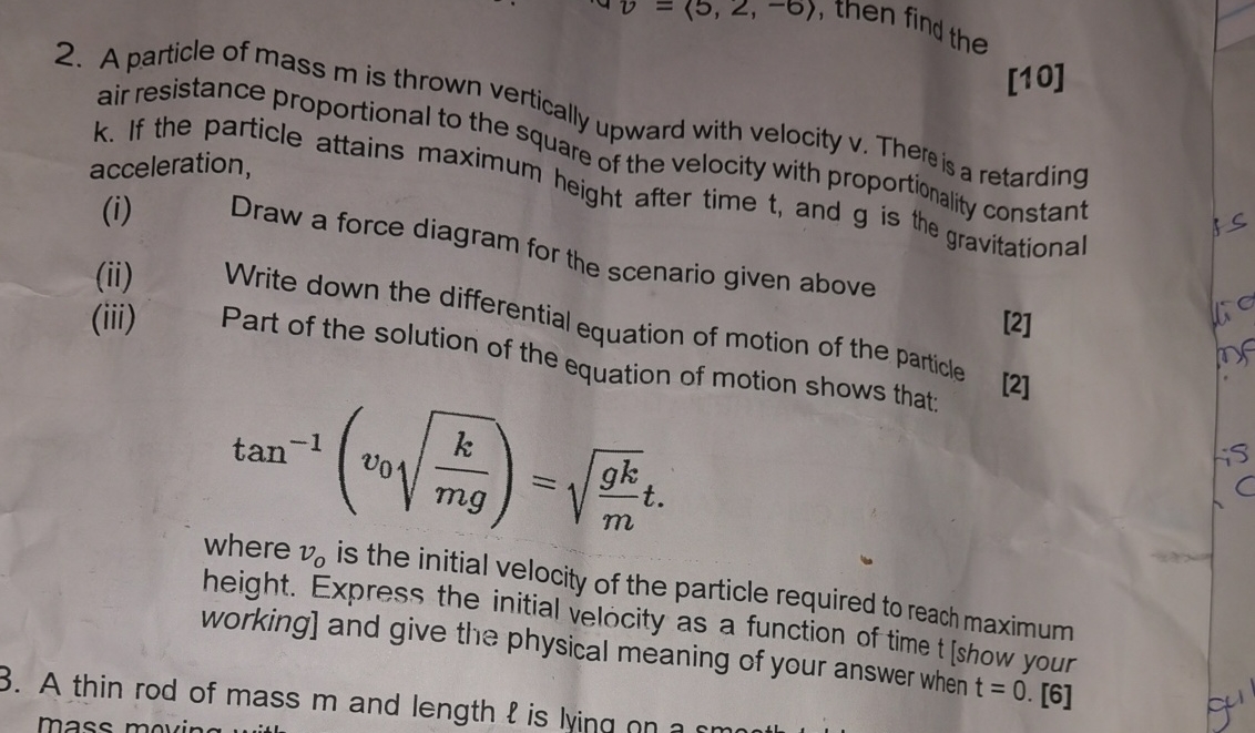 Solved A particle of mass m ﻿is thrown vertically upward | Chegg.com