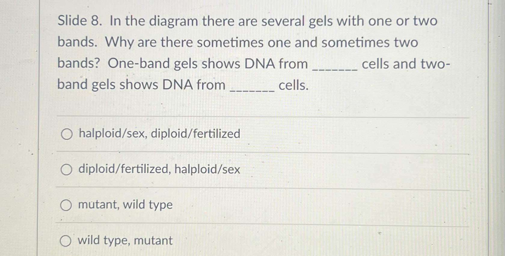 Solved Slide 8. ﻿In the diagram there are several gels with | Chegg.com