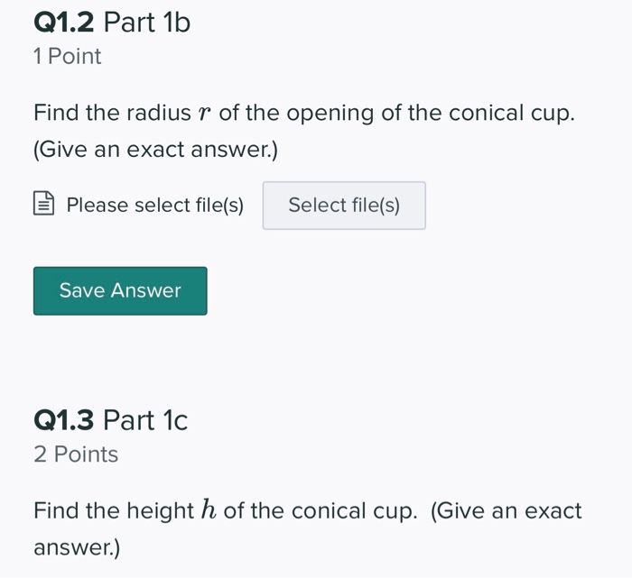 Solved A conical cup is made from a circular piece of paper | Chegg.com